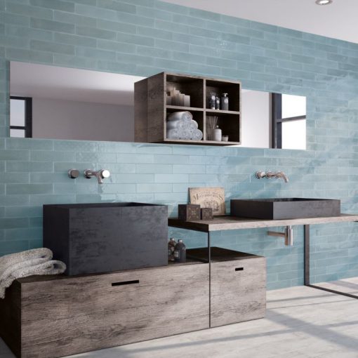 Opal Brick Sky - Rustic Styled Ceramic Tile - Studio Tiles
