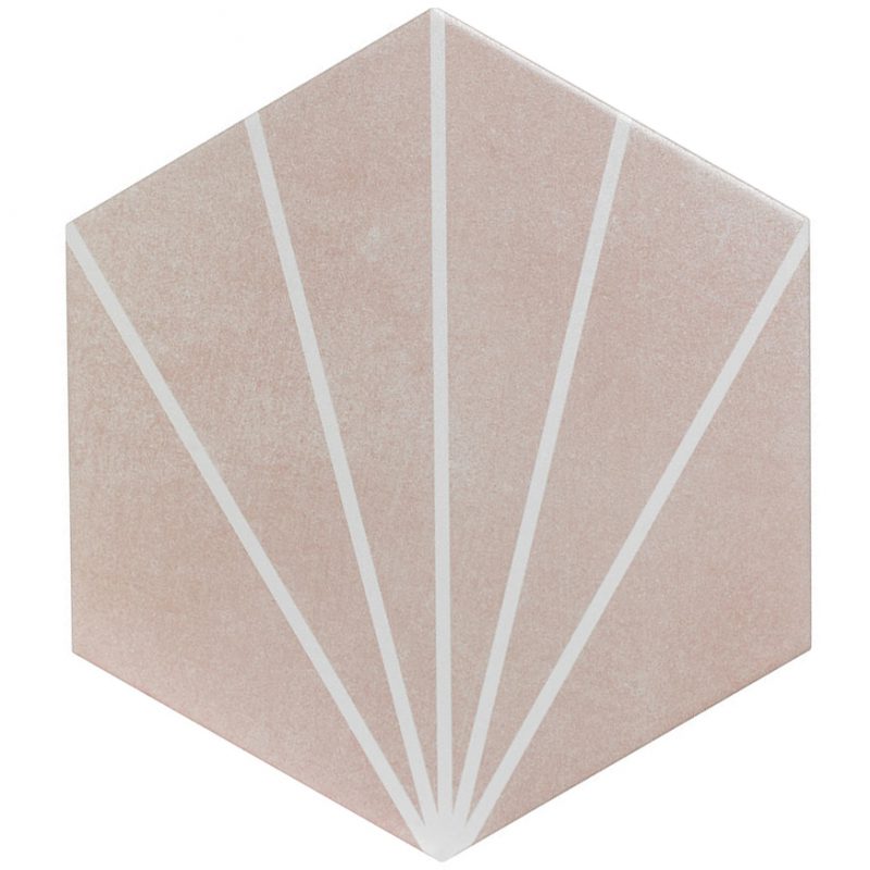 Sunburst Rose - Porcelain Hexagon Tile - Studio Tiles