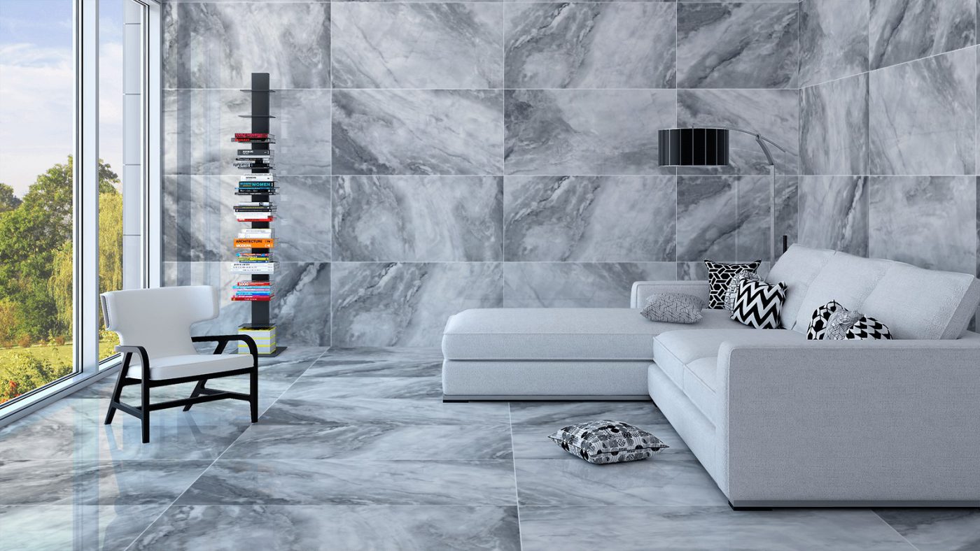 Thunder Graphite - Marble Effect Porcelain Tile - Studio Tiles