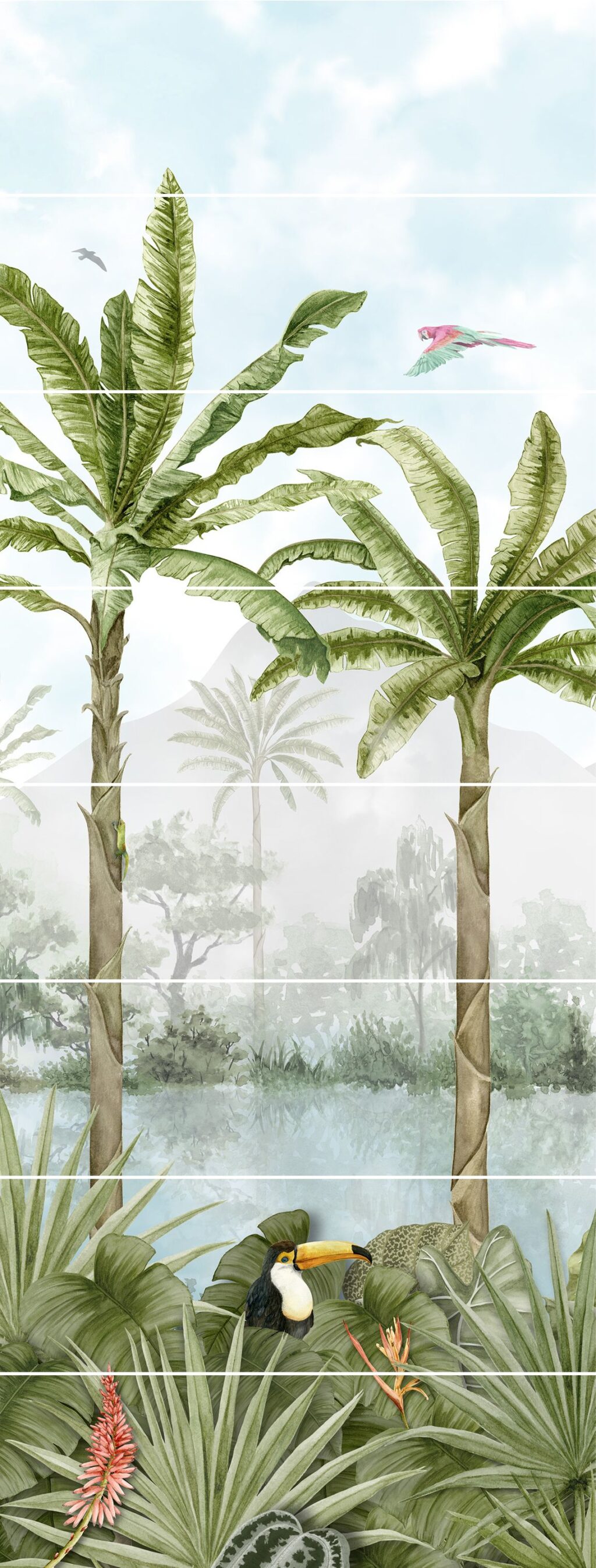 Living Mural Tropical Oasis - Statement Ceramic Tiles - Studio Tiles