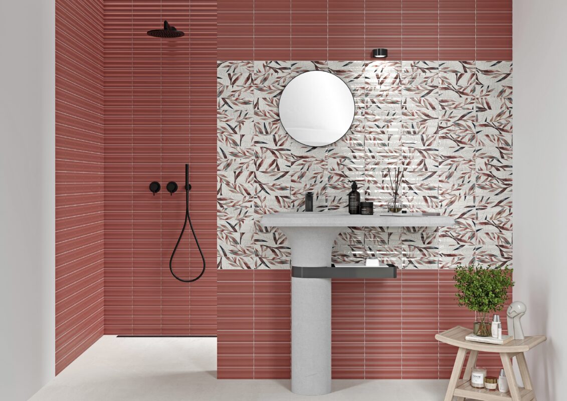 Kado Fluted Garnet - Undulating Fluted Decorative Ceramic Tile - Studio ...